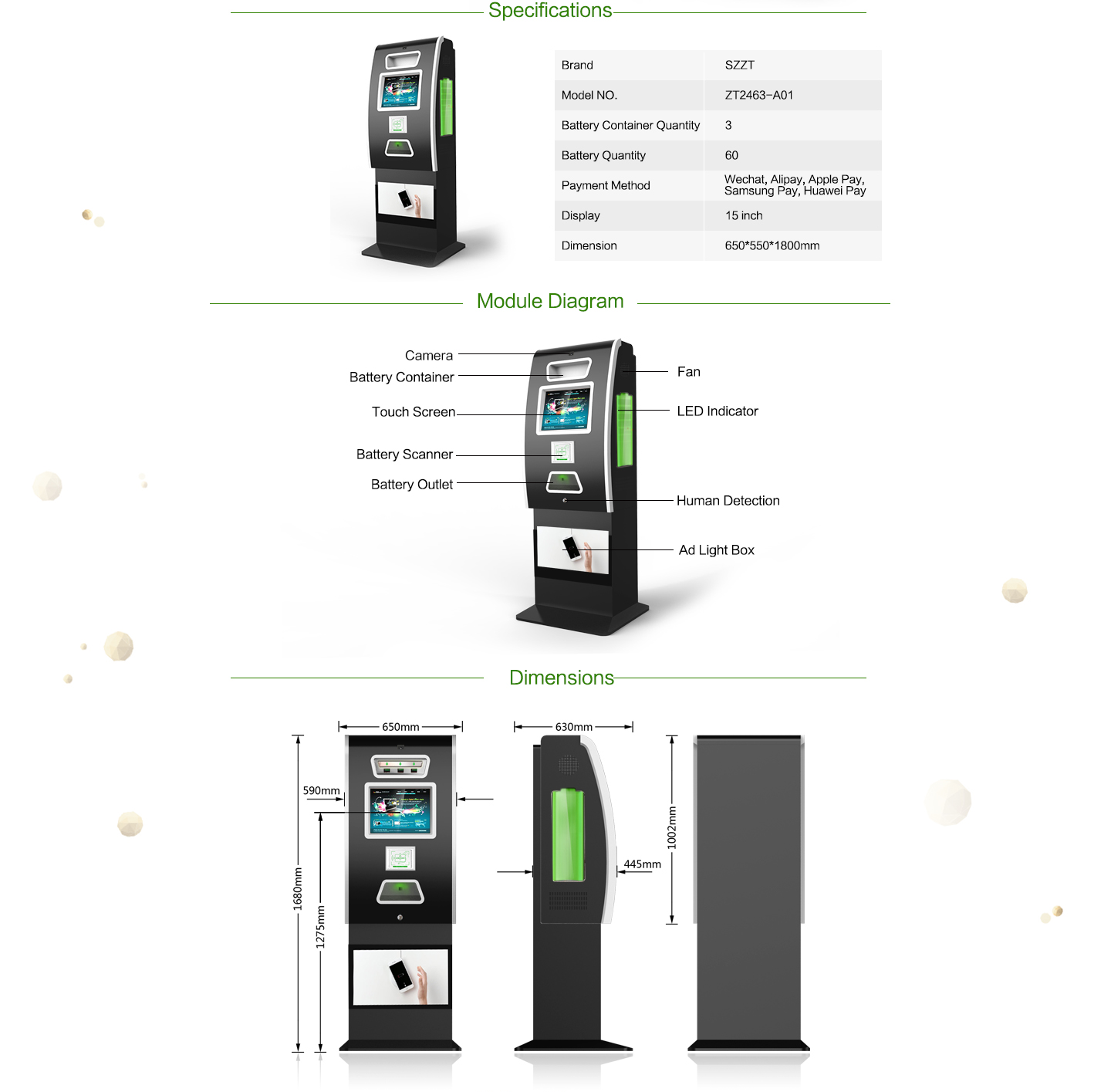 ZT2425 Portable Battery Renting Kiosk SZZT Electronics Shenzhen Co.,Ltd.